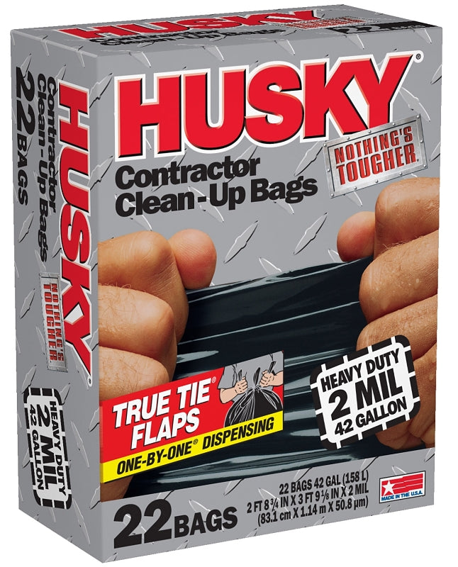 Husky HKR42WC022B Contractor Clean-Up Bag, 42 gal, Poly, Black – Shell ...
