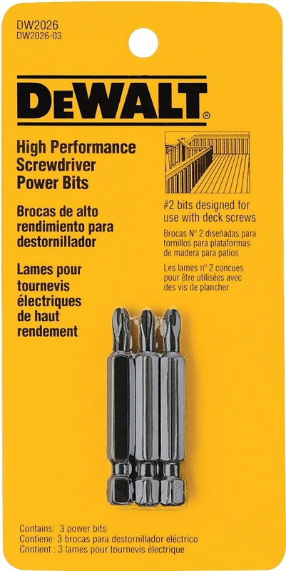 DEWALT DW2026 Z Power Bit, #2 Drive, Phillips Drive, 1/4 in Shank, Hex ...