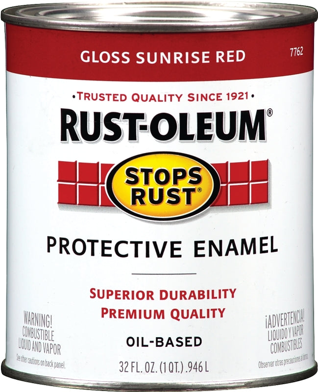 Rust-Oleum Stops Rust 7762502 Enamel Paint, Oil, Gloss, Sunrise Red, 1 ...