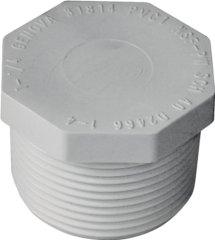 IPEX 435625 Pipe Plug, 1-1/4 in, MPT, PVC, White, SCH 40 Schedule ...