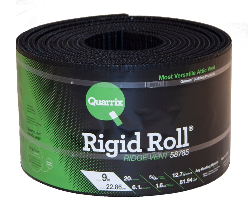 Quarrix 58785 Ridge Vent, 20 ft L, 9 in W, HDPE, Black – Shell Lumber ...