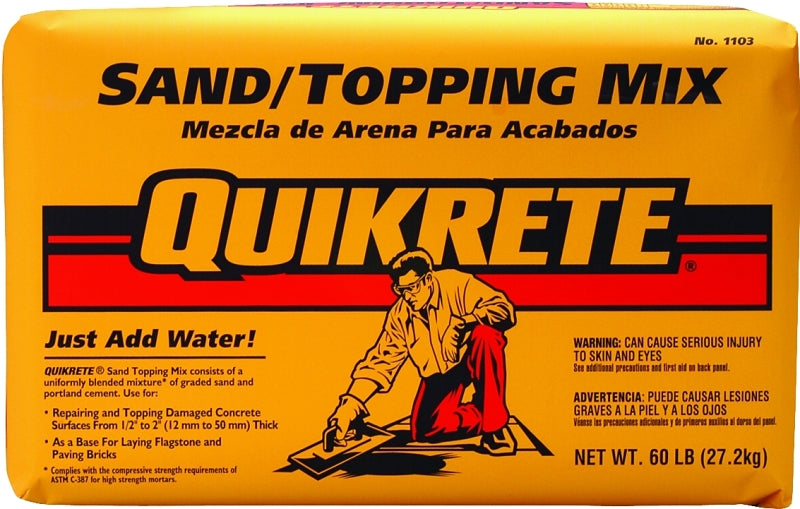 Quikrete 1103-60 Sand/Topping Mix, Brown/Gray, Granular, 60 lb Bag, Pa ...