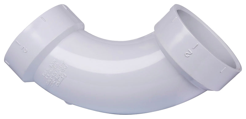 Canplas 192277 Long Sweep Pipe Elbow, 2 in, Hub, 90 deg Angle, PVC, Wh ...
