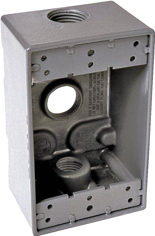 Hubbell 5324-0 Weatherproof Box, 18.3 cu-in, 3-Outlet, 1-Gang, Powder ...