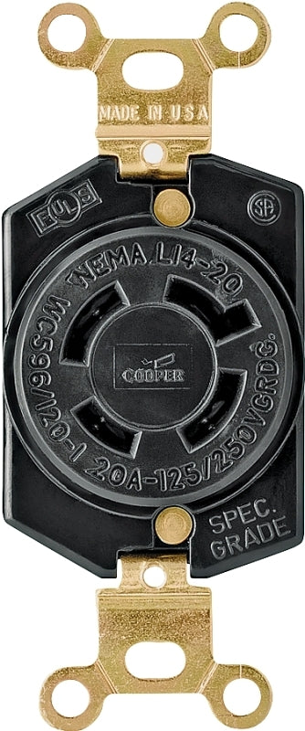 Eaton Wiring Devices L1420R Single Receptacle, Flush Mounting, 3-Pole ...