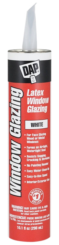 DAP 12108 Latex Window Glazing, Paste, Slight, White, 10.1 fl-oz Cartr ...