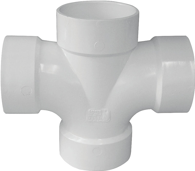 Canplas 192189 Double Sanitary Pipe Tee, 3 x 1-1/2 in, Hub, PVC, White ...