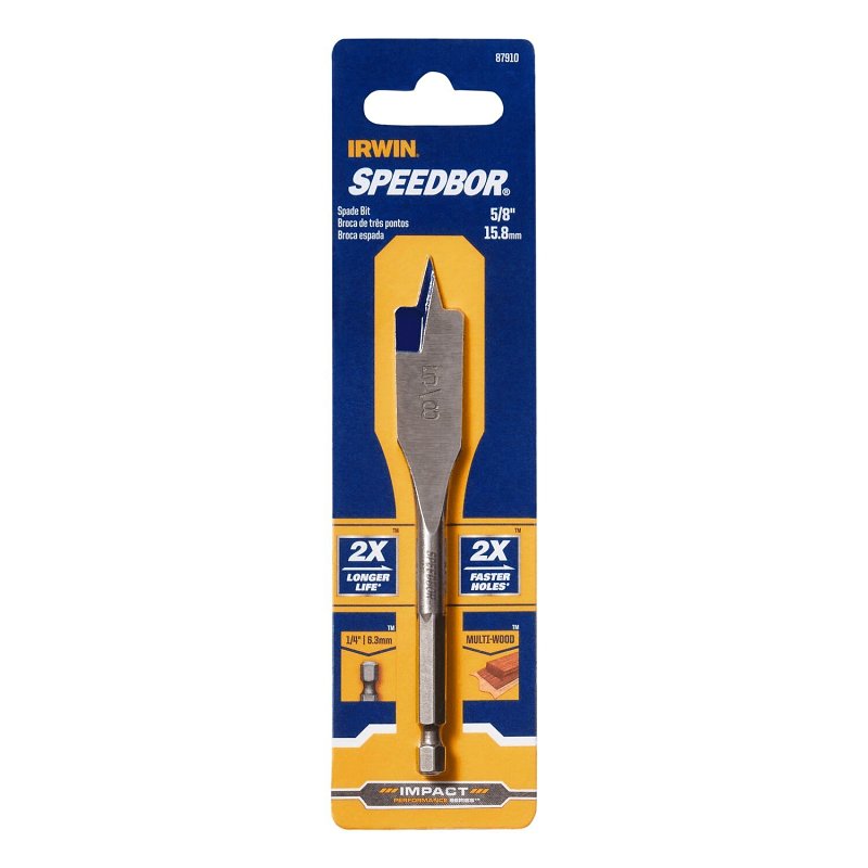 Irwin SPEEDBOR 87910 Spade Drill Bit, 5/8 in Dia, 4 in OAL, Short Leng ...
