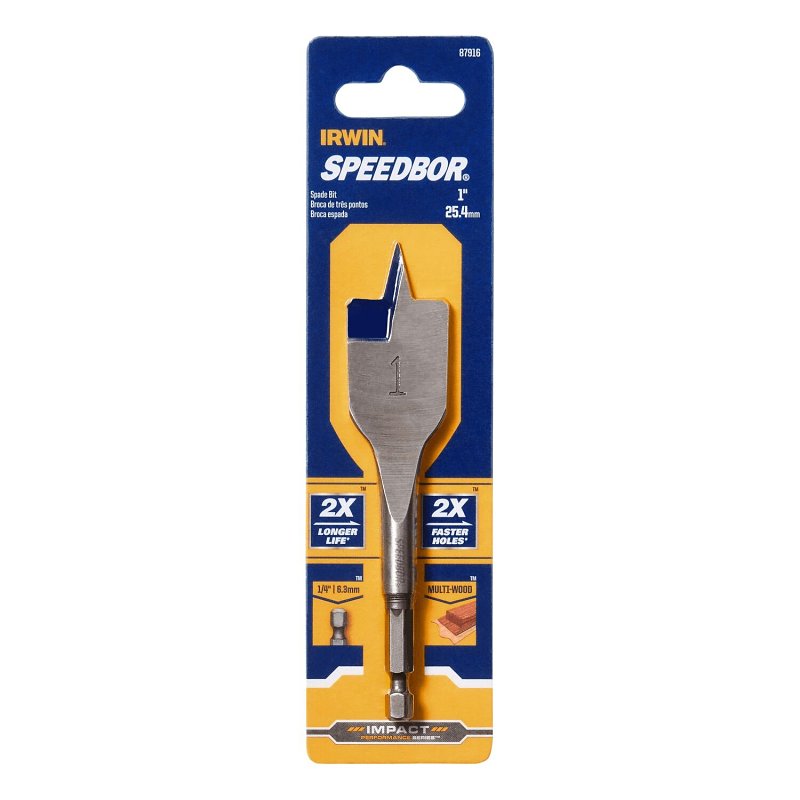 Irwin SPEEDBOR 87916 Spade Drill Bit, 1 in Dia, 4 in OAL, Short Length ...