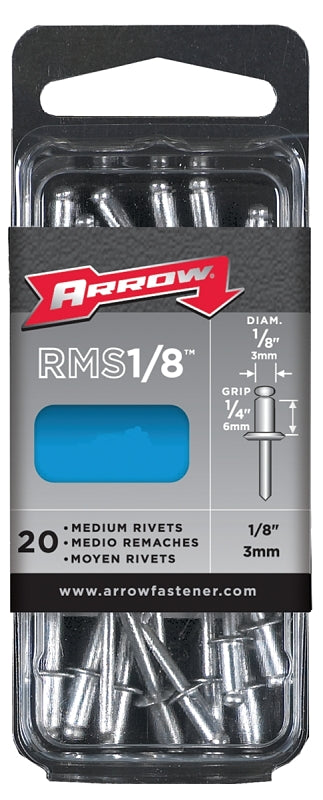Arrow RMST1/8 Pop Rivet, Medium, 1/4 in Grip, 1/4 in L, Stainless Stee ...