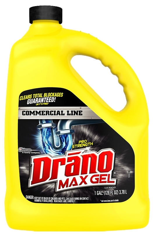 Drano Max Gel 00109 Clog Remover, Gel, Natural, Bleach, 128 oz Bottle ...
