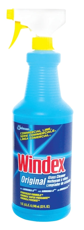 Windex 08521 Glass Cleaner, 32 oz Bottle, Liquid, Pleasant, Blue ...