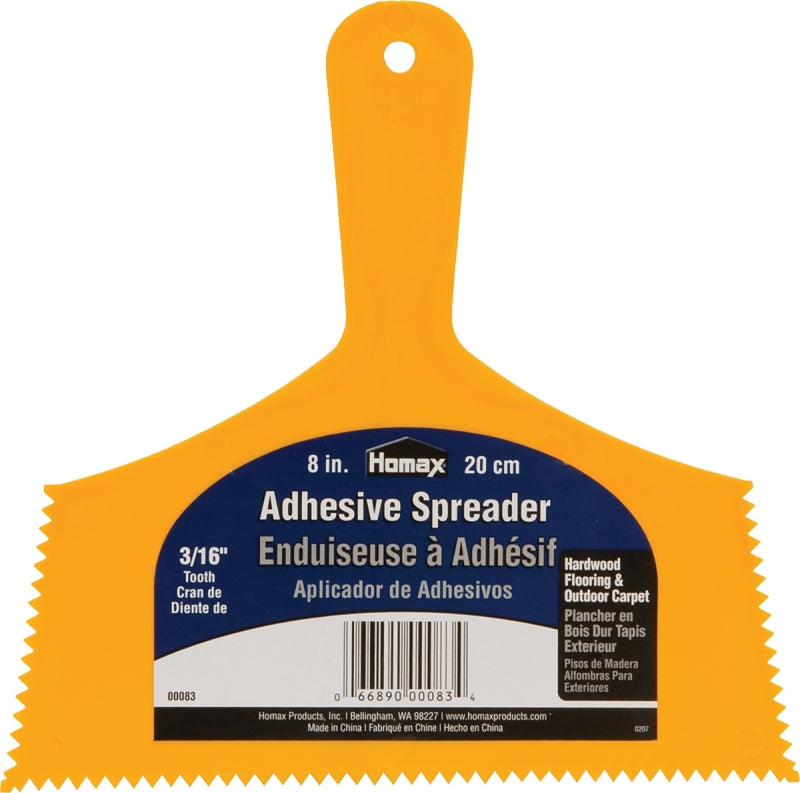 Homax 83 Adhesive Spreader Knife, 3/16 in Notch, Notched Blade, Polyst ...