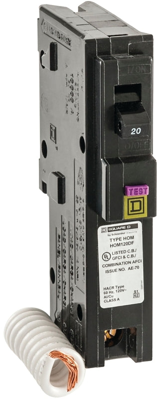 Square D HOM120DFC Circuit Breaker, Dual Function, Mini, 20 A, 1-Pole ...