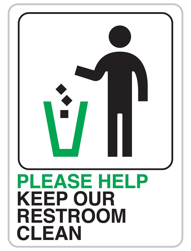 Hy-Ko D-27 Bathroom Sign, Rectangular, PLEASE HELP KEEP OUR RESTROOM C ...