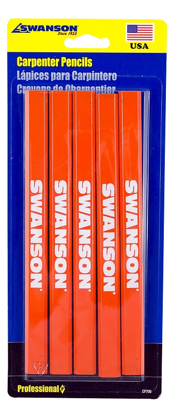 Swanson CP700 Carpenter Pencil, 7 in L, Orange Barrel – Shell Lumber ...
