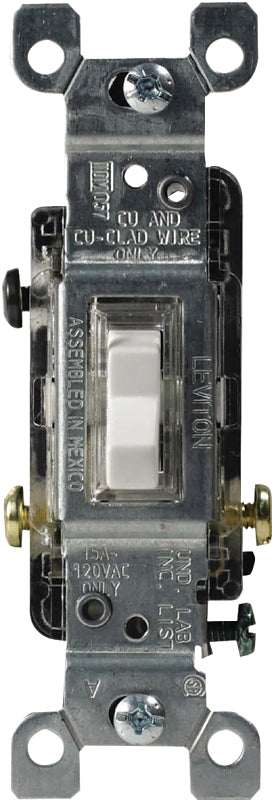 Leviton 1461-GLW Switch, 15 A, 120 V, Push-In Terminal, Thermoplastic ...