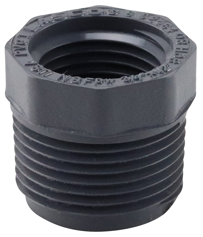 Lasco 839101BC Reducing Bushing, 3/4 x 1/2 in, Male x Female, PVC, SCH ...