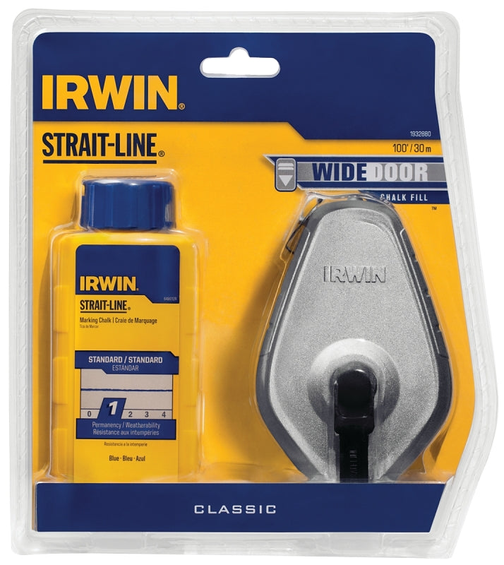 Irwin Strait-Line IWHT48441BC Chalk Reel, 100 ft L Line, 1:1 Gear Rati ...