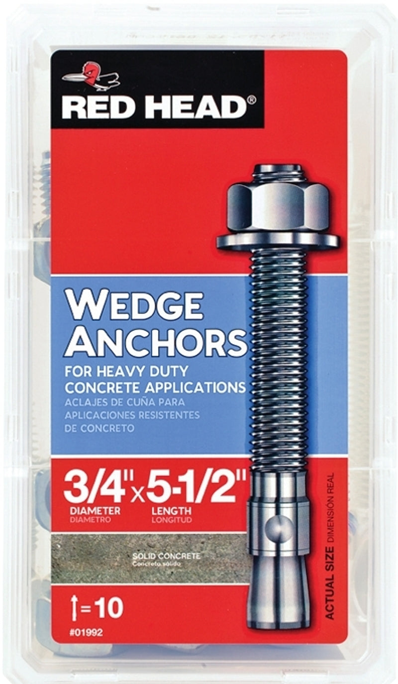 Red Head Trubolt 02992 Wedge Anchor 3 4 In Dia 5 1 2 In L Steel Zi