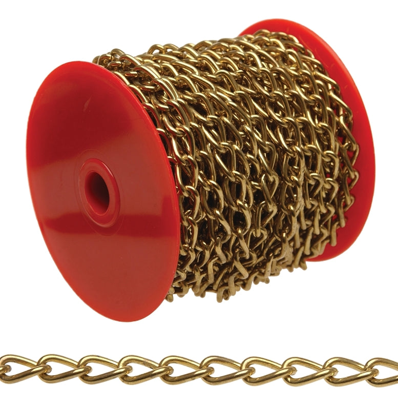 Campbell 0717017 Twist Chain, #70, 82 ft L, 5 lb Working Load, Brass ...