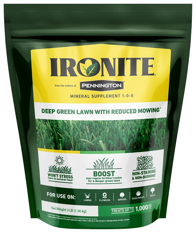 Ironite 100519429 Lawn Fertilizer, 3 lb Bag, Solid, 1-0-1 N-P-K Ratio ...
