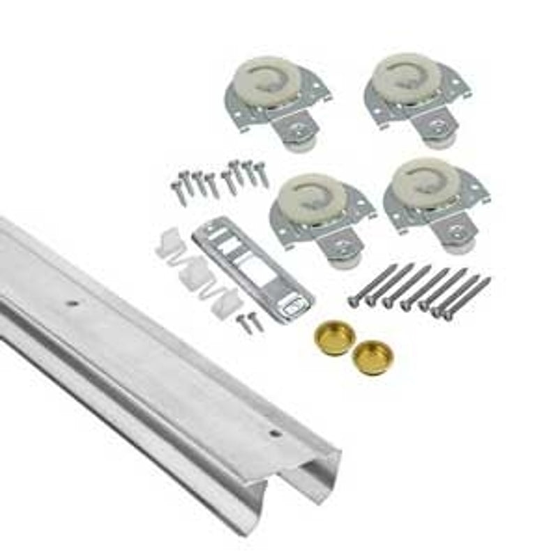 RENIN BP102K-06000-BW Sliding Door Kit, 60 in L Track, Metal, For: 3/4 ...