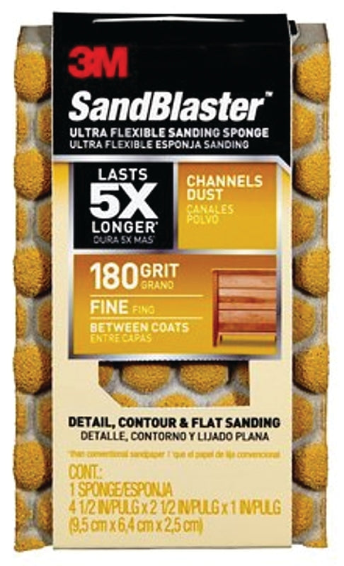 Scotch 20907-180-UFS Sanding Sponge, 4-1/2 in L, 2-1/2 in W, 180 Grit ...