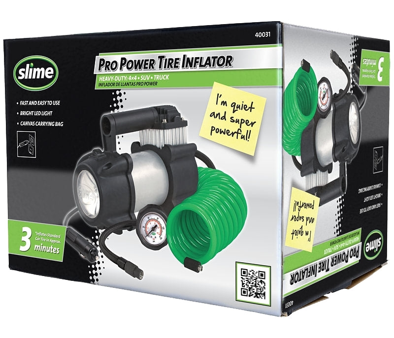 Slime Pro Power 40031 Tire Inflator, 12 V, 0 to 150 psi Pressure, Dial ...