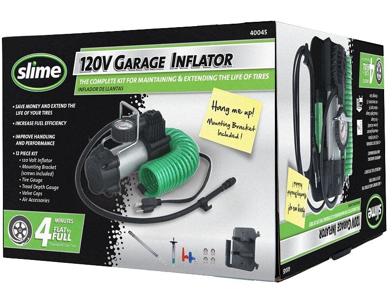 Slime 40045 Garage Tire Inflator, 120 V, 0 to 150 psi Pressure, Dial ...