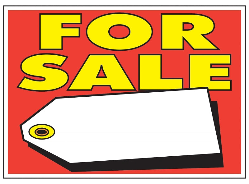 Hy-Ko 22103 Sign, For Sale, Yellow Legend, Plastic, 9 in W x 14 in H D ...