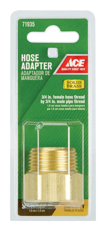 Ace 3/4 in. FHT x 3/4 in. MPT Brass Hose Coupling Female/Male Threaded ...
