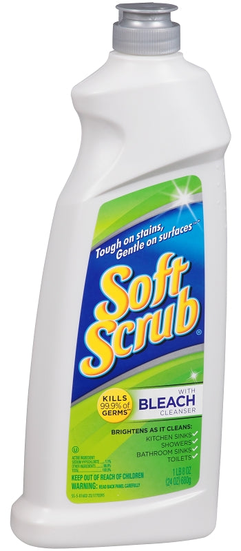 Soft Scrub 01602 Soft Scrub with Bleach Cleanser, 24 oz Bottle, Cream ...