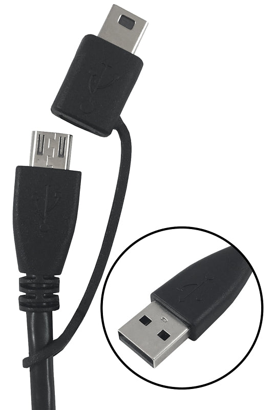Zenith PM1003USBMM2 Lightning Cable, USB A, Micro USB, Black, 3 ft L ...
