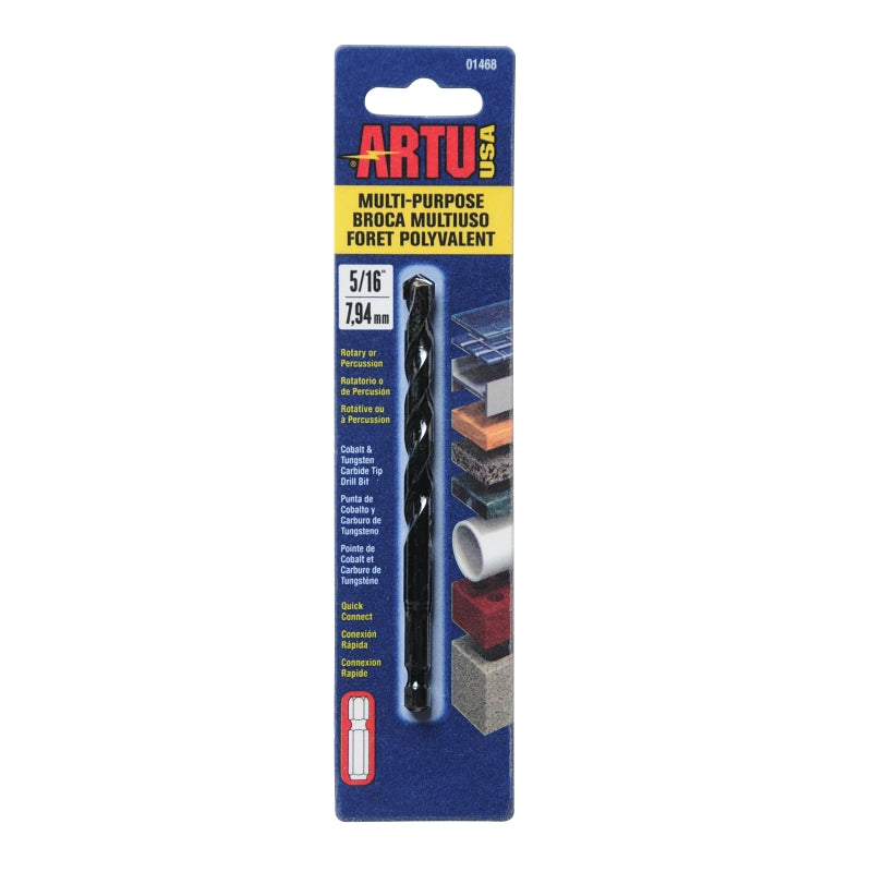 ARTU 01468 Drill Bit, 5/16 in Dia, 4-1/2 in OAL, Multi-Purpose, Parabo ...