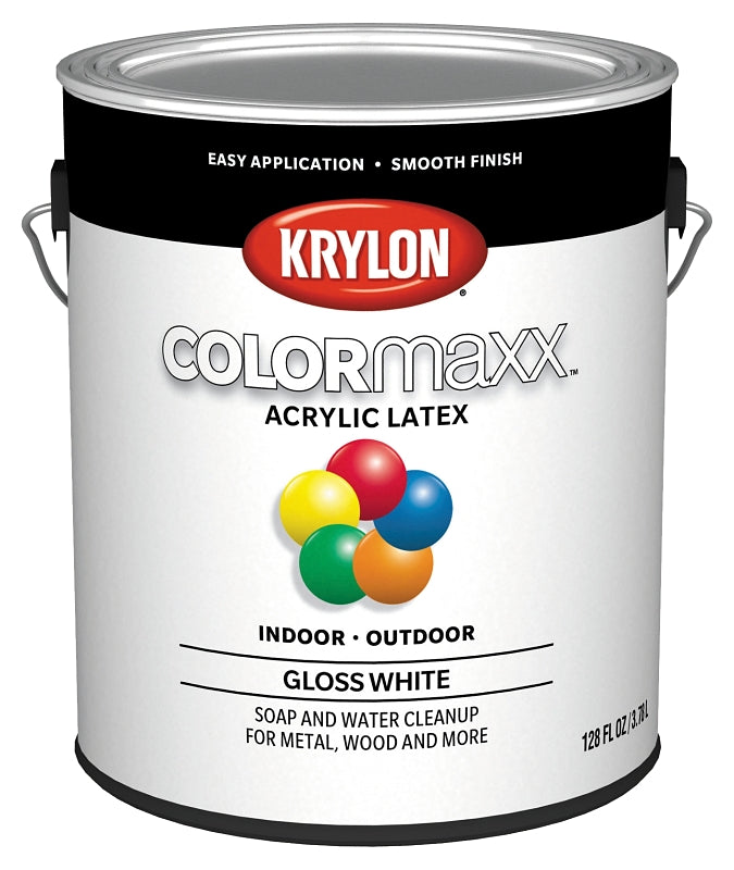Krylon ColorMaxx K05649007 Paint, Gloss Sheen, White, 1 gal, Pack of 4 ...