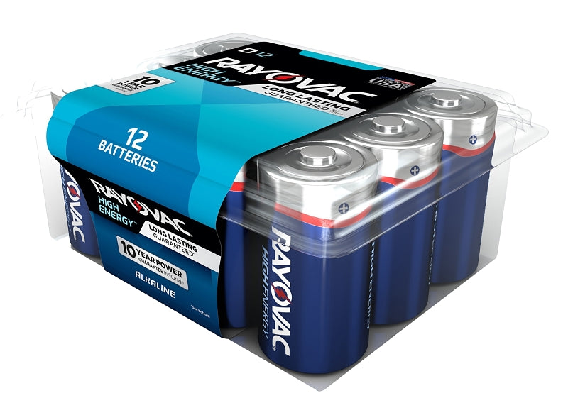 Rayovac 813-12PPK Battery, 1.5 V Battery, 17,500 mAh, D Battery, Alkal ...