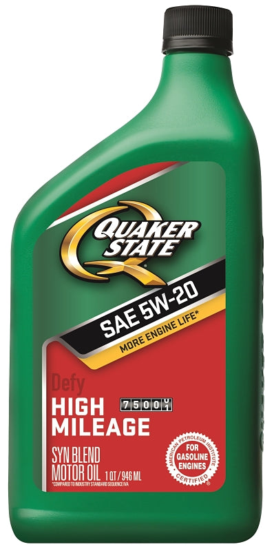 Quaker State 550043274 High-Mileage Motor Oil, 5W-20, 1 qt Bottle, Pac ...