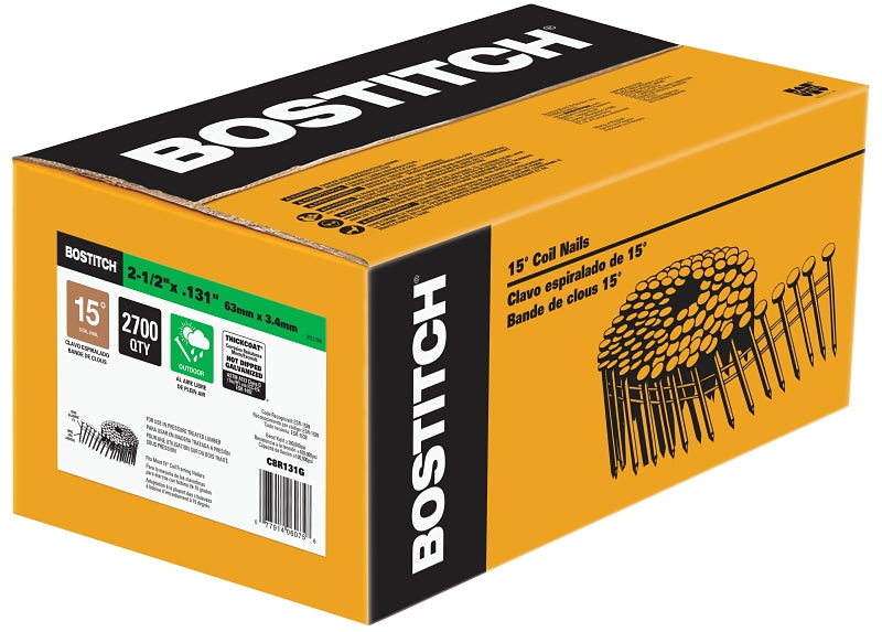 Bostitch C8R131G Framing Nail, 2-1/2 in L, Steel, Thickcoat, Full Roun ...