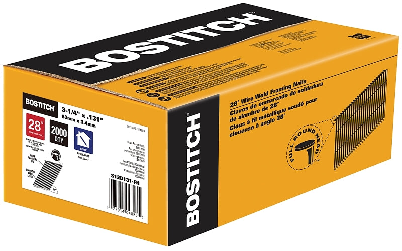 Bostitch S12D131-FH Framing Nail, 3-1/4 in L, Steel, Round Head, Smoot ...