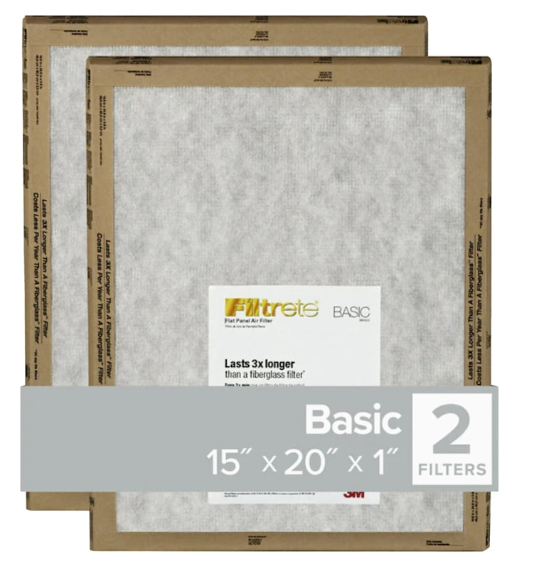 Filtrete FPL06-2PK-24 Air Filter, 20 in L, 15 in W, 2 MERV, For: Air C ...