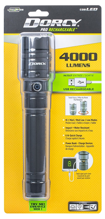 Dorcy Pro Series 41-2611 Flashlight and Power Bank, 5000 mAh, Lithium ...