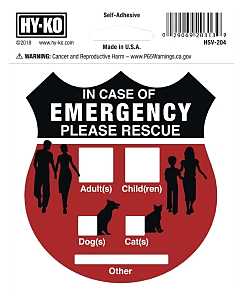 Hy-Ko HSV-204 Graphic Sign, IN CASE OF EMERGNCY PLEASE RESCUE, Silver ...