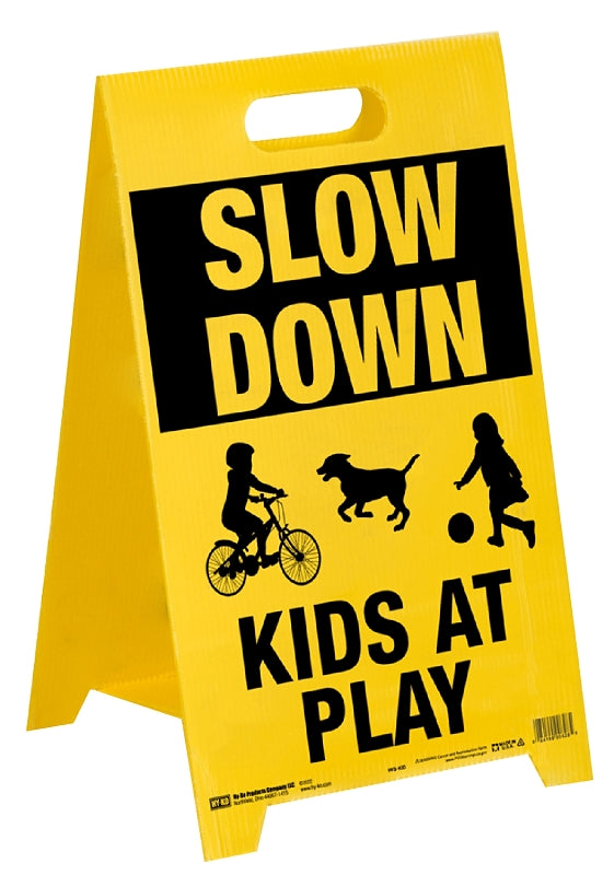 Hy-Ko PFS-KID Sign Stand, SLOW KIDS AT PLAY, Black/Yellow Legend, Plas ...