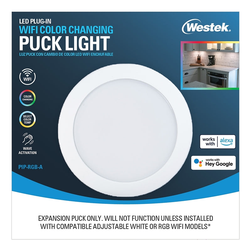 Westek PIP-RGB-A WiFi Motion and RF Remote Controlled Puck Light, 120 ...