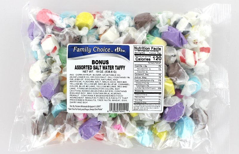 Family Choice 441 Taffy Candy, Assorted Flavor, 20 oz Cello Bag, Pack ...