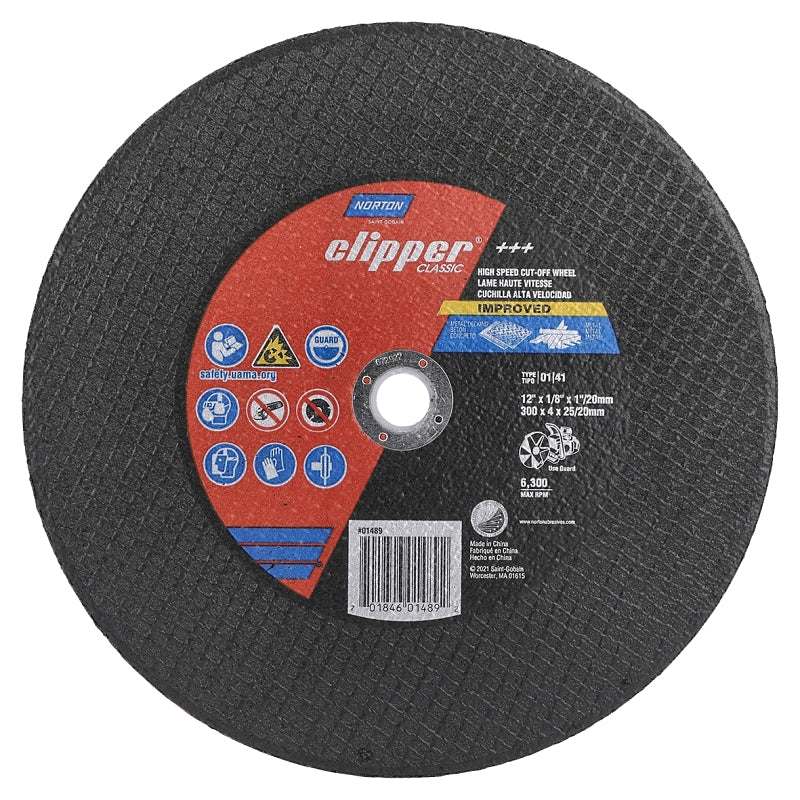 Norton Clipper Classic 70184601489 Cut-Off Wheel, 12 in Dia, 1/8 in Th ...