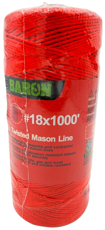 Baron 10821 Twisted Mason Line, #18 Dia, 1000 ft L, 13 lb Working Load ...