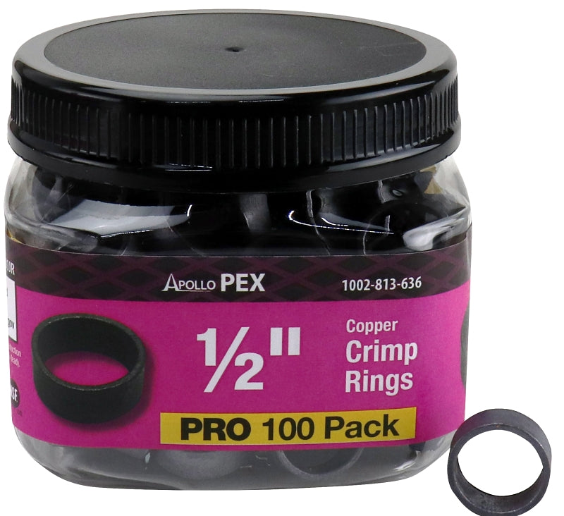 Apollo APXCR12100JR Crimp Ring, 1/2 in, Copper, 100/PK – Shell Lumber ...