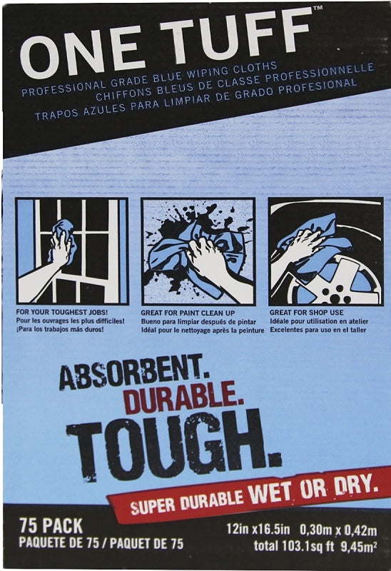 Trimaco 84075 Wiping Cloth Rag, 16-1/2 x 12 in, Dupont Sontara, Blue ...